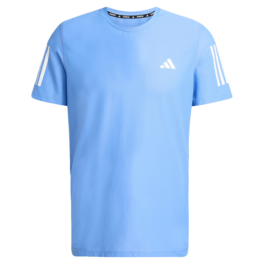 adidas Own The Run 3 Stripes Short Sleeve Men's Running Tee - Blue Fus ...