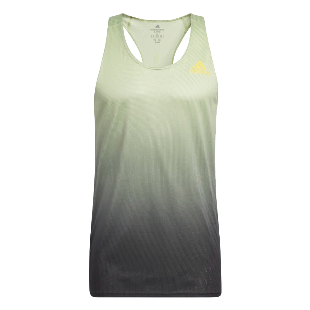 adidas Adizero Engineered Men's Running Singlet - Carbon/Magic Lime ...