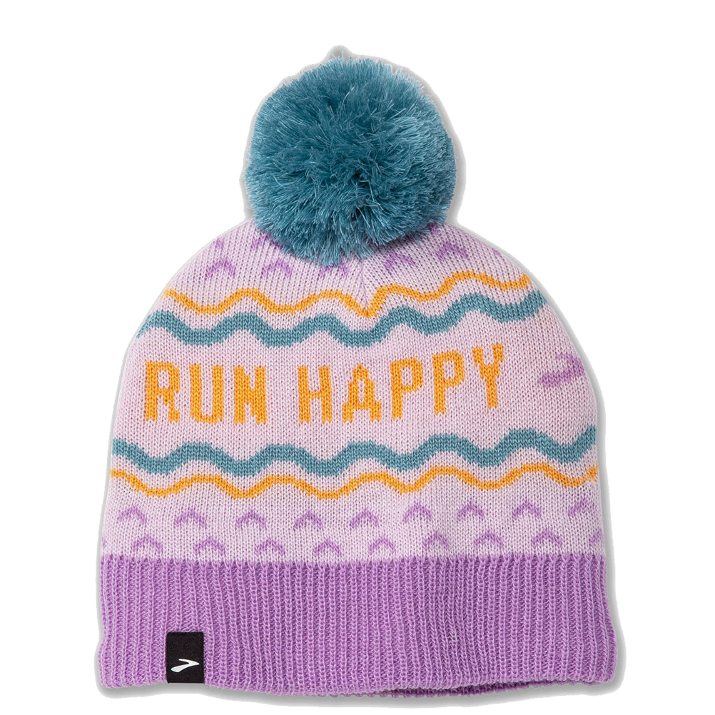 Brooks Heritage Pom Beanie - Lt Purple Run Happy – The Running Outlet